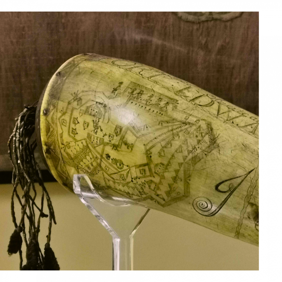 Powderhorn Carved with Map of Fort Edward, 1757 | The Rifleman's Museum